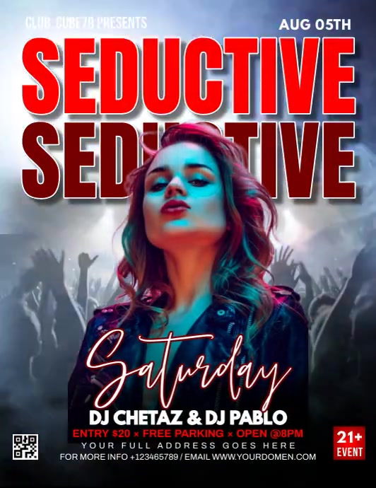 SEDUCTIVE SATURDAY Template | PosterMyWall