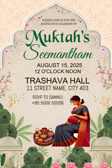 Seemantham Ceremony Poster Template | PosterMyWall