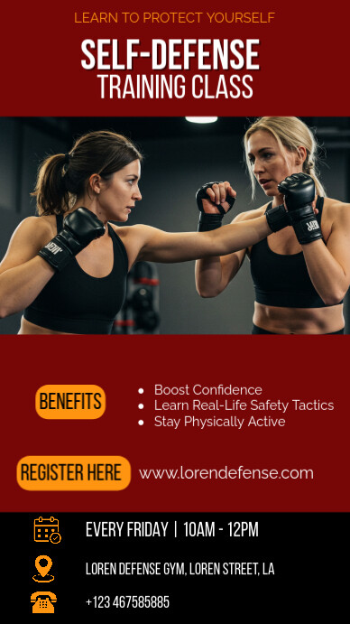 Copy of Self-Defense Class Flyer Template | PosterMyWall