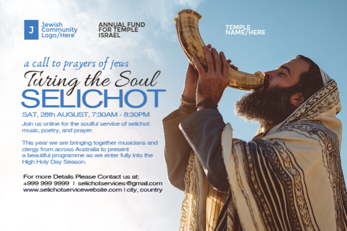 Selichot Service Event Post Template | PosterMyWall