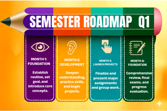 Plantilla de Semester Roadmap Q1 Infographic – Academic Planning ...