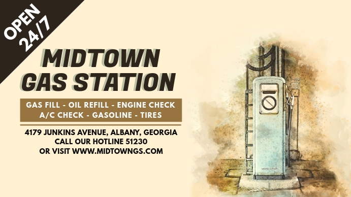Sepia Gas Station Digital Ad Template | PosterMyWall