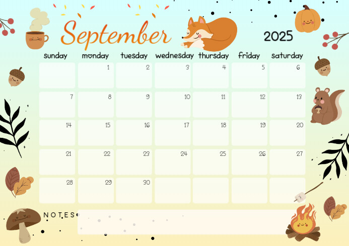 September 2025 Calendar Template | PosterMyWall