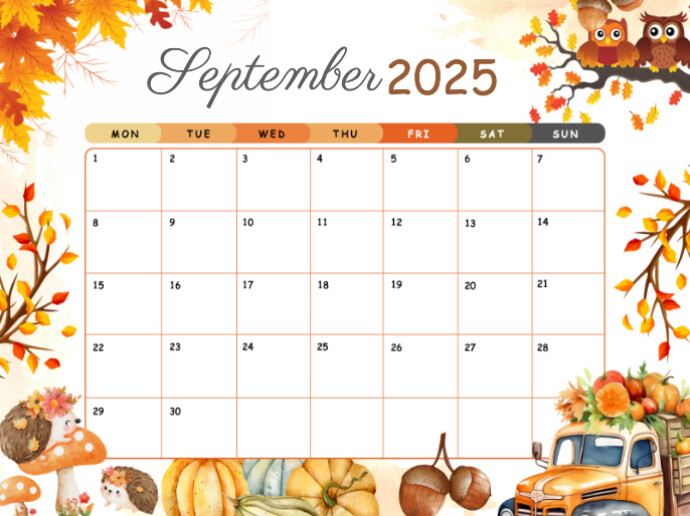 September 2025 calendar Template | PosterMyWall