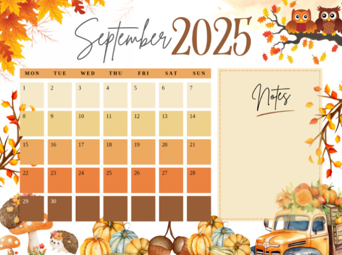 September 2025 calendar Templat | PosterMyWall