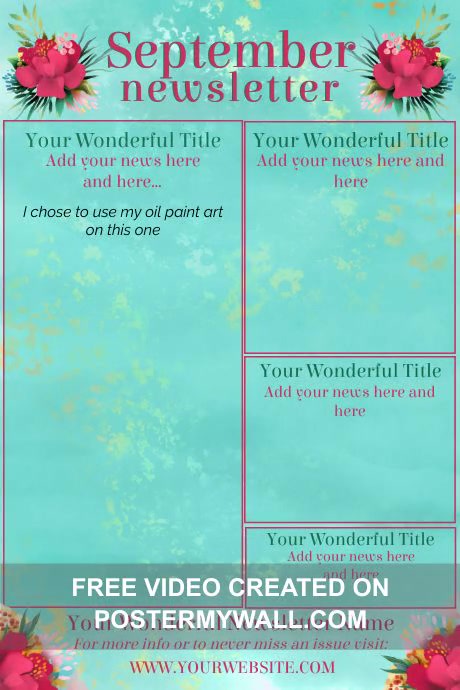 September Artistic Floral Newsletter Template | PosterMyWall