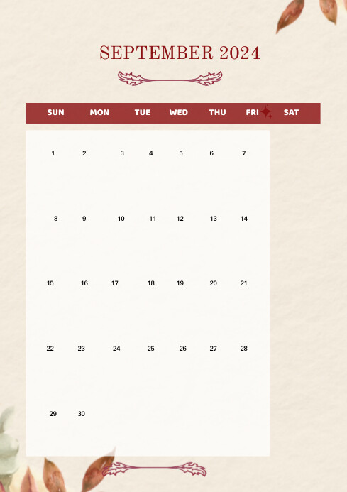 Modèle september calendar 2024 | PosterMyWall