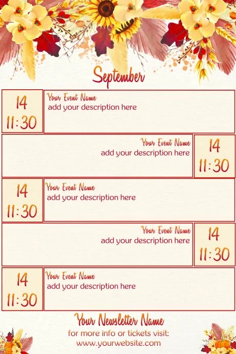 September Calendar by Paula Template | PosterMyWall