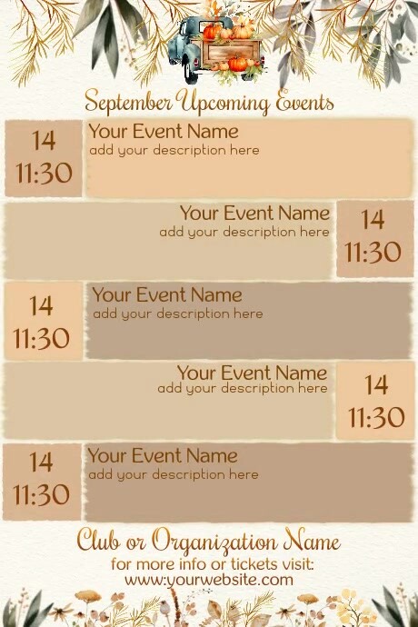 Copy of September Calendar by Paula | PosterMyWall