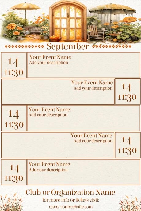 September Calendar by Paula Template | PosterMyWall