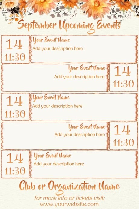 September Calendar by Paula Template | PosterMyWall