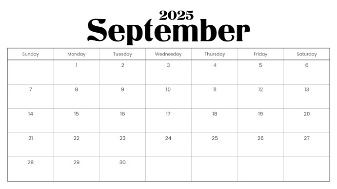 September Calendar Template | PosterMyWall