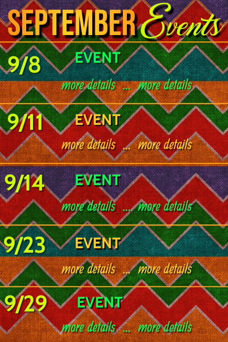 Copy of September Calendar of Events | PosterMyWall