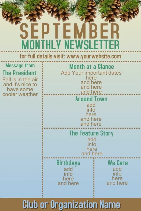 September Monthly Newsletter Template | PosterMyWall