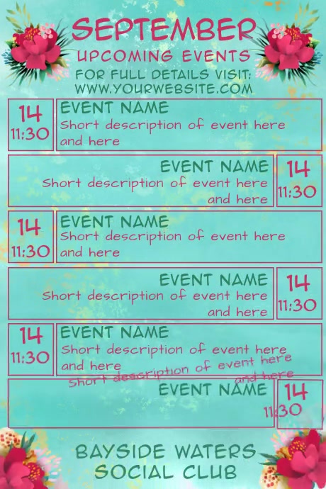 September Upcoming Events Artistic Calendar Template | PosterMyWall