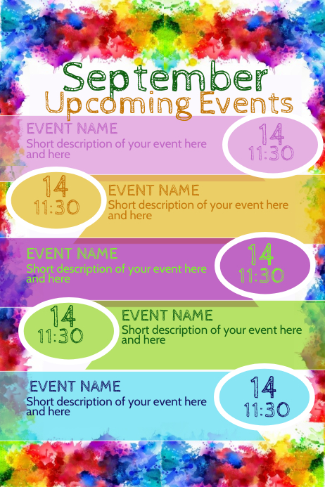 September Upcoming Events Template | PosterMyWall