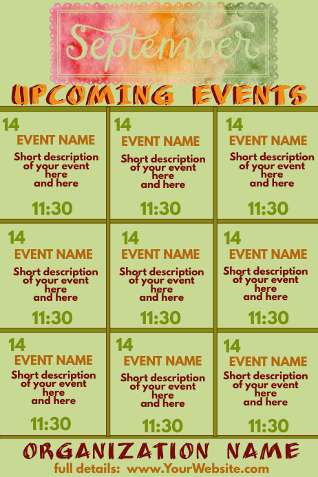 September Upcoming Events Template | PosterMyWall