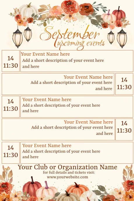 Copy of September Upcoming Events | PosterMyWall