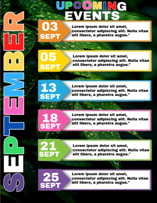 September Upcoming events flyer Template | PosterMyWall