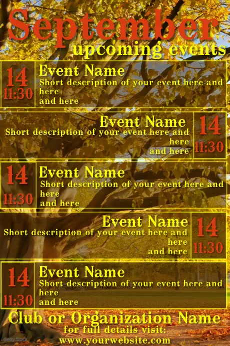 September Video Upcoming Events Video Calenda Template | PosterMyWall