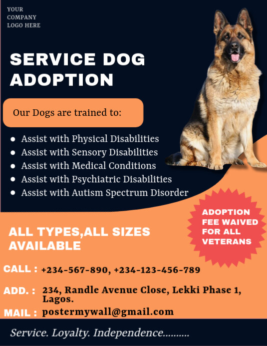 Service Dog Adoption Template | PosterMyWall