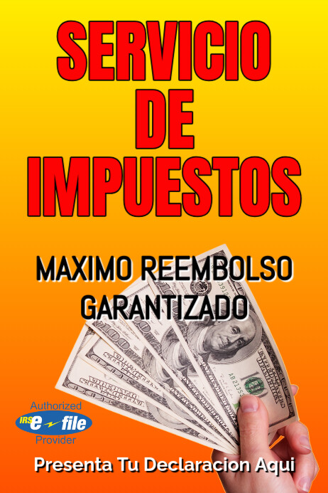 Servicio De Impuestos Spanish Income Tax Service Poster Template | PosterMyWall