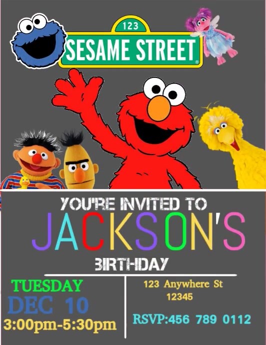 Sesame Street | Birthday Invitation Template | PosterMyWall