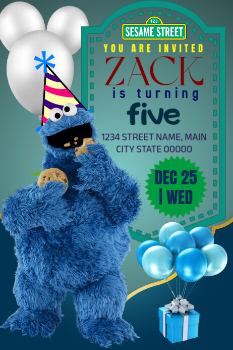 Plantilla de Sesame Street Birthday Poster | PosterMyWall