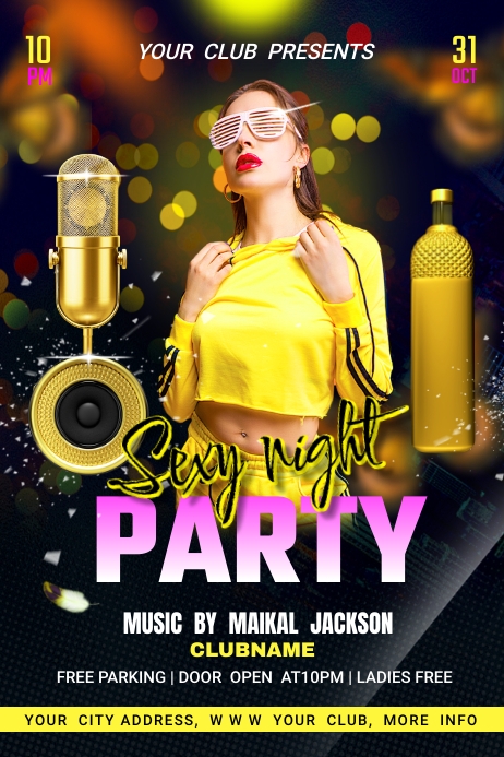 Modèle De Conception D'annonces de Fête de Discothèque Sexy pour Dames ...