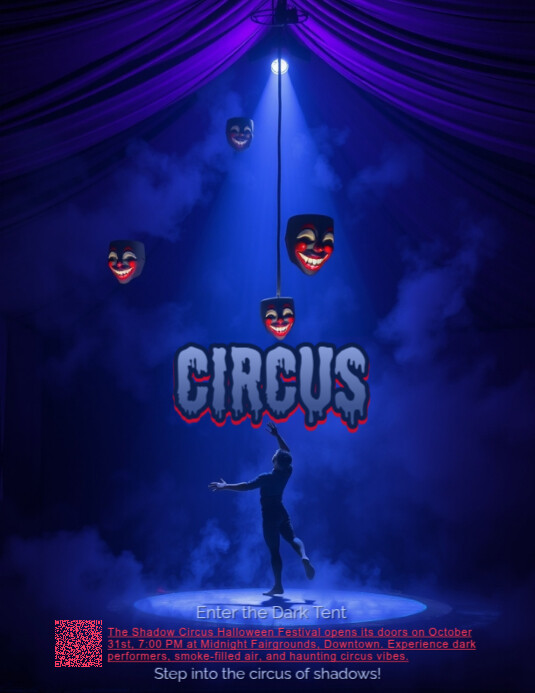 Modèle Shadow Circus Halloween Flyer Background with Smoky Gothic ...