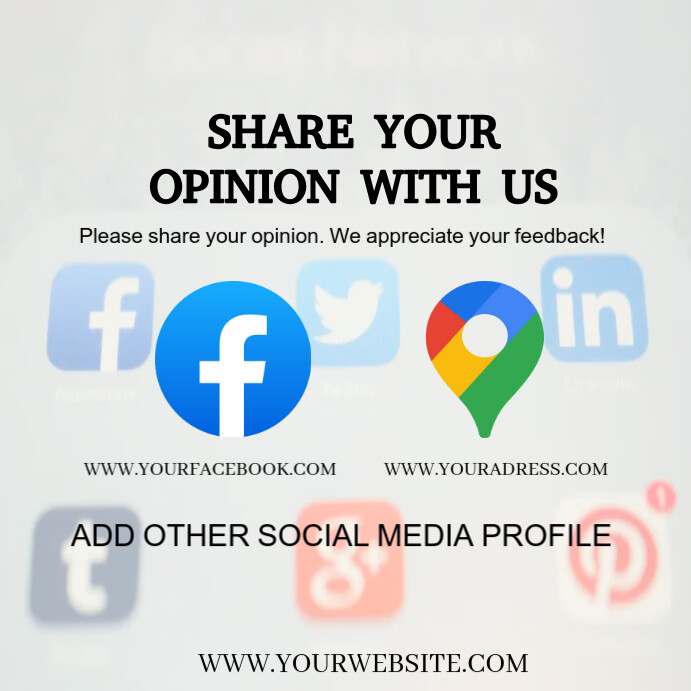 Modèle Share Your Opinion With Us Instagram Post | PosterMyWall