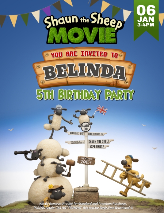 Shaun the sheep Template | PosterMyWall