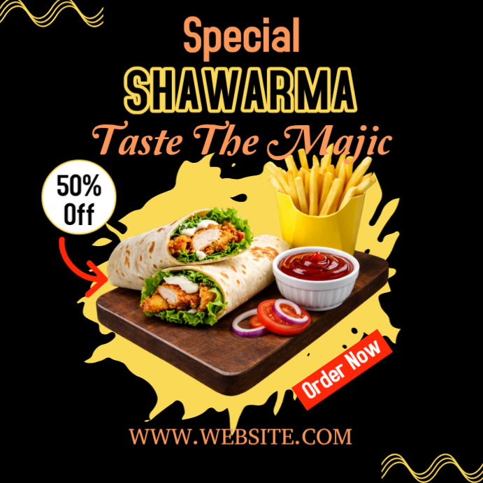 Shawarma - black and Yellow Presentation (1080px × 1080px) Template ...