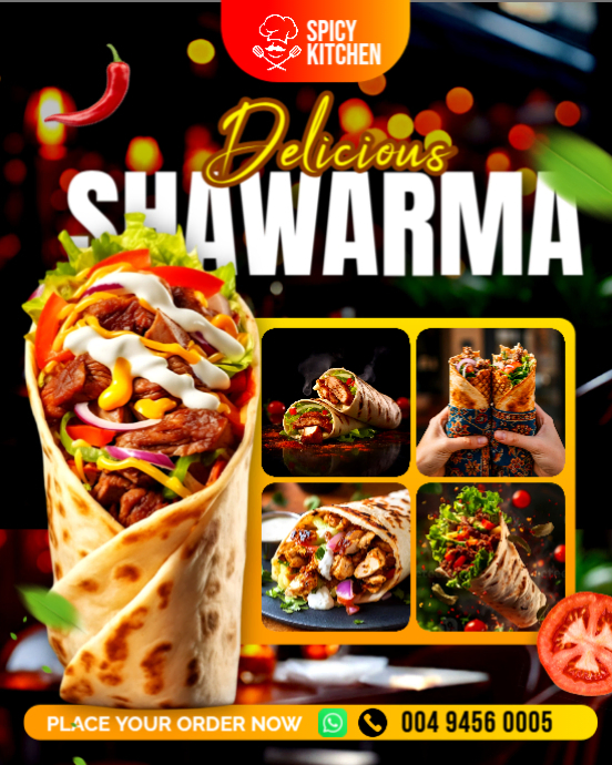 Copy of Shawarma chicken beef wraps restaurant sale promotion ideas ...