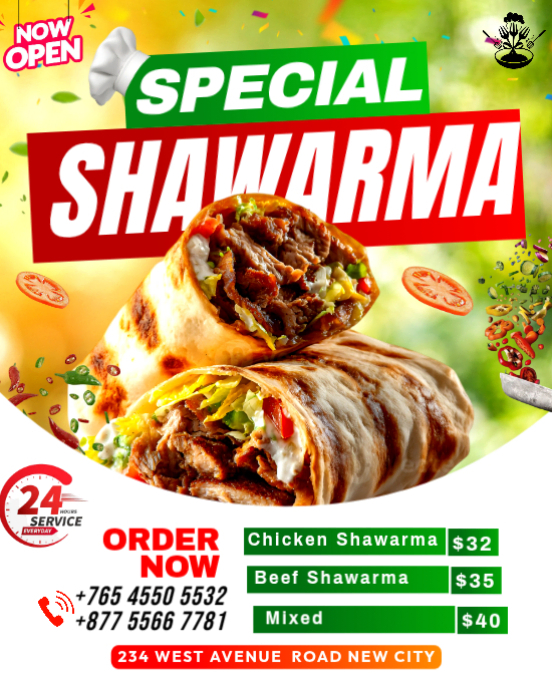 Shawarma chicken beef wraps special offer sale restaurant digital ...