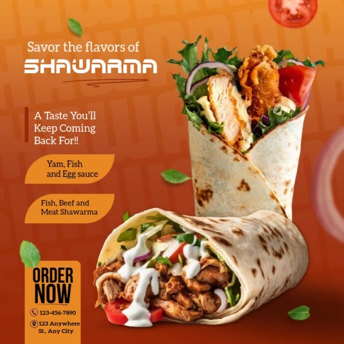 Copy of shawarma shawarma video food animation | PosterMyWall