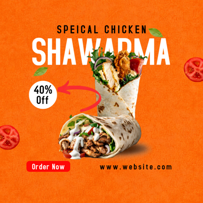 shawarma - White and orange Instagram Post (1080px × 1080px) Template ...