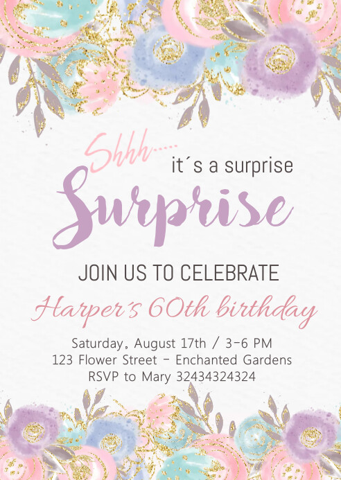 Shhh... It's A Surprise Birthday Party Invite Template | PosterMyWall