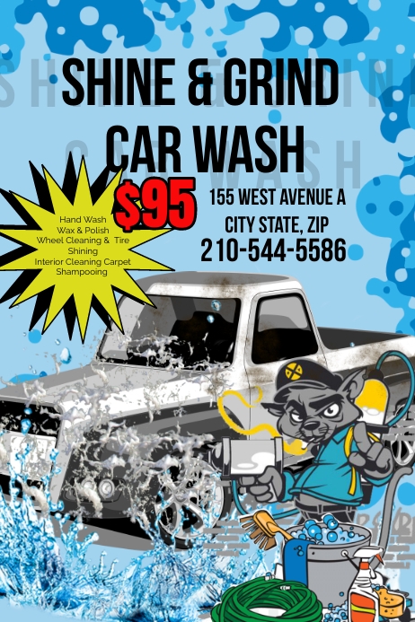 Shine & Grid Car Wash Template | PosterMyWall