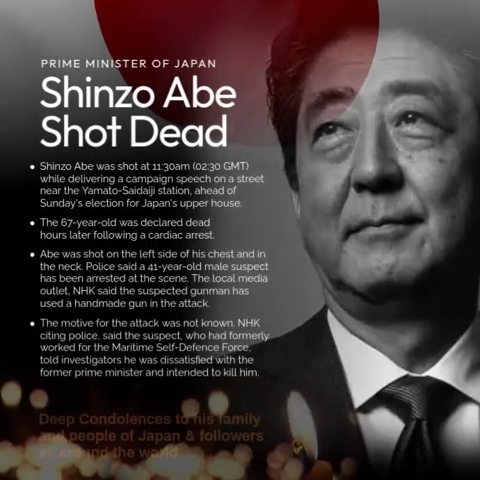 Shinzo Abe Shooting Post Template | PosterMyWall