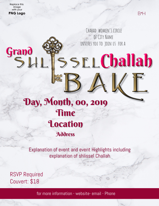 Shlissel Challah Bake Flyer Template | PosterMyWall
