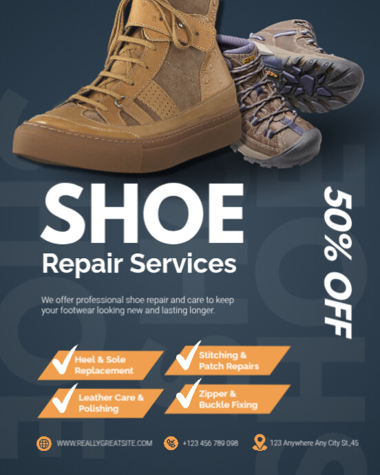 Shoe Repair Services Poster Template – Professional Cobbler & Footwear ...