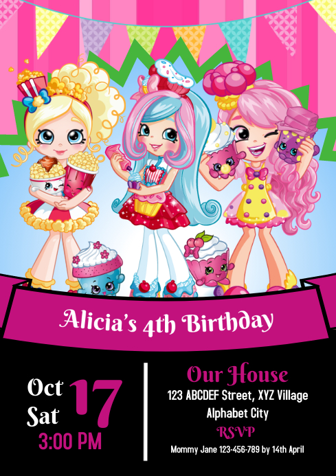 Shopkins Birthday Invitation Template | PosterMyWall
