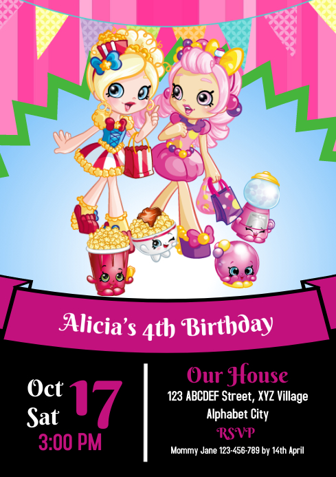 Shopkins Birthday Invitation Template | PosterMyWall