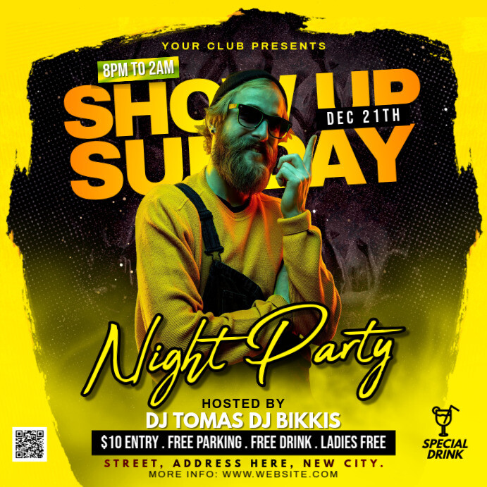 Show Up Sunday Night Party Instagram Post Template | PosterMyWall
