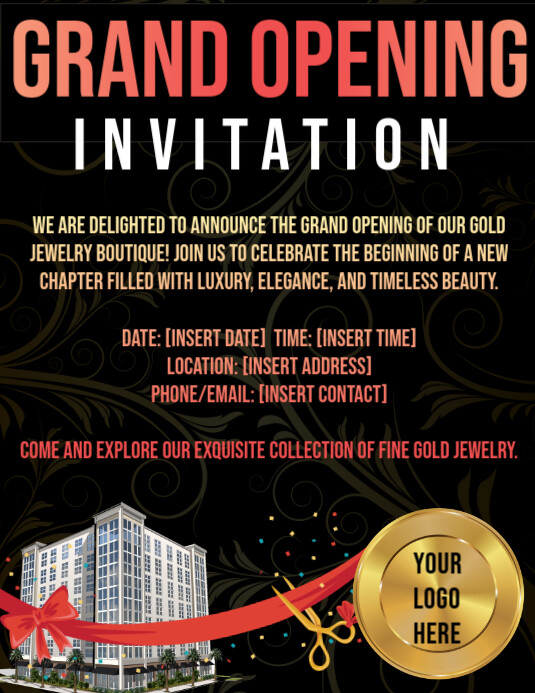 Showroom Grand Opening Banner, grand opening flyer, gold shop grand ...
