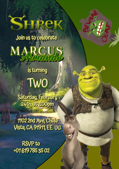 Copy of Shrek invitation | PosterMyWall