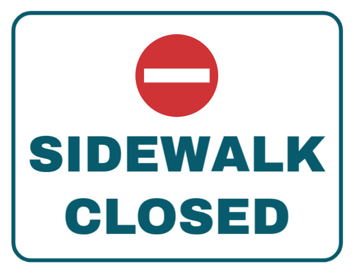 Sidewalk Closed Sign Template Editable Printable Construction Safety ...