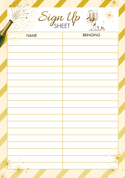 Sign Up Sheet New year's Day Template | PosterMyWall
