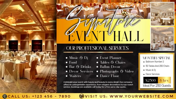 Signature Event Hall For Rent Template | PosterMyWall